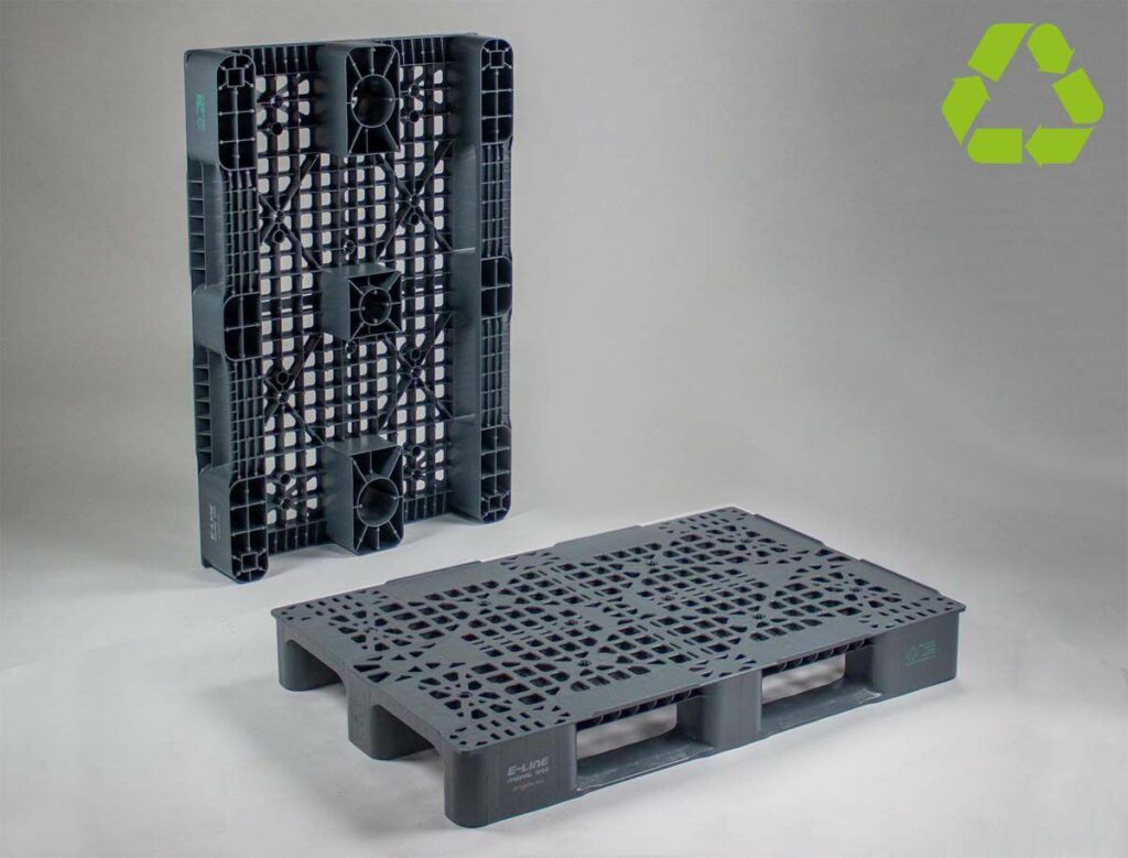 Medium duty Europallet with 2 skids, 1200x800x150 mm, open deck PP ...